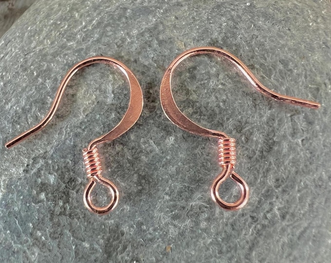 Copper Coil Flattened Ear Wires, 20 Pairs, 16mm Length, Genuine Copper ...