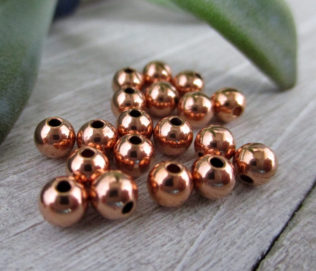 Pure COPPER BEADS 4.5MM Round 50 Pieces - Etsy