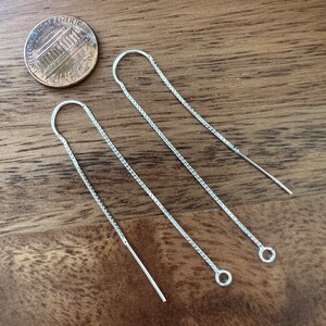 1 Pair Sterling Silver 4 Ear Threads, Earwires With Solid Bridge, Open ...