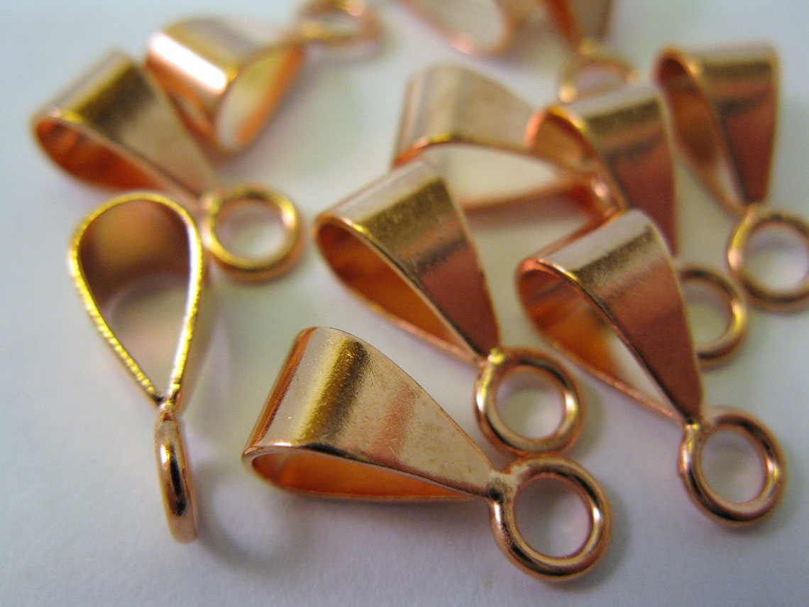 10 COPPER BAILS 14mm With Closed Rings Ready to Ship - Etsy