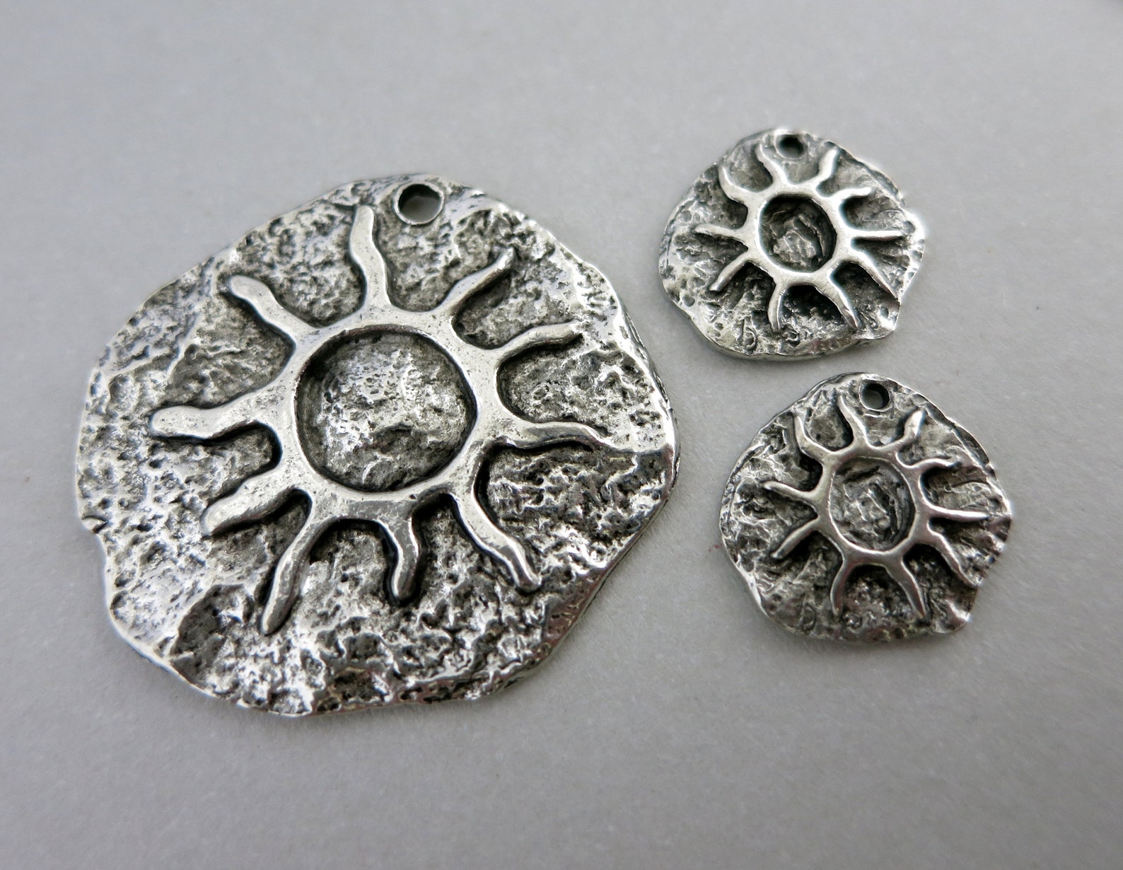 Sun Petroglyph Charms or Pendant, Cast Antique Pewter, Cave Art, Tribal ...