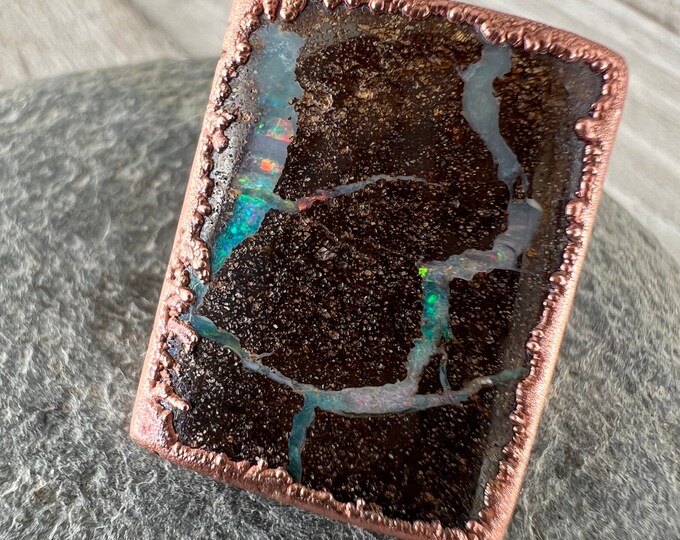Boulder Opal Rectangular Button, 26x18mm,handmade Closure With Shank ...