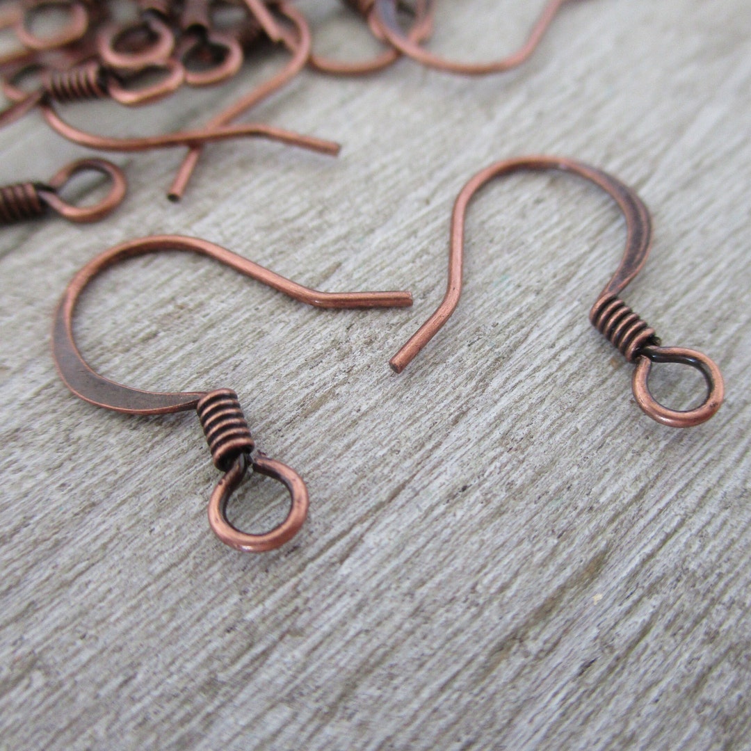 Genuine Copper Antiqued Ear Wires, 20 Pairs, 40 Ear Wires, 16mm Length ...