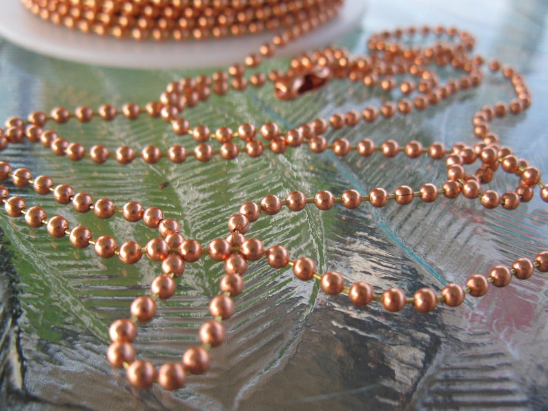 2.4mm Copper Ball Chain With Connectors - Made in USA - Etsy