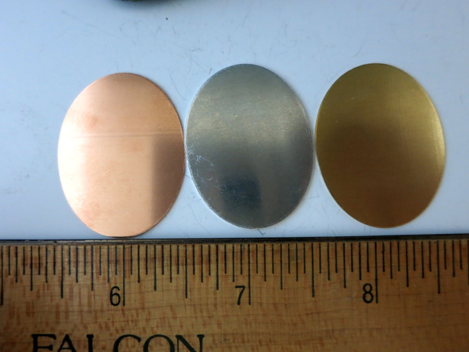 Oval Stamping Blanks, 1 X 1 1/2, 3 Metal Discs, Brass, Copper or ...