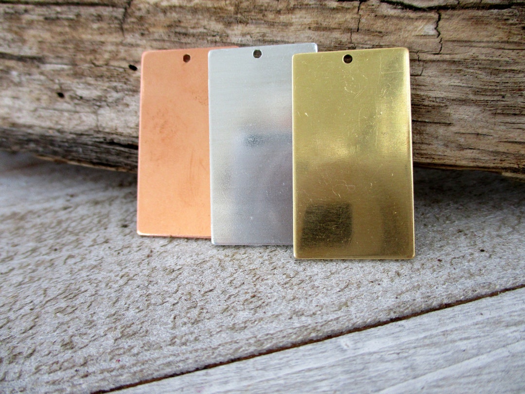 6 Rectangle Stamping Blank With Hole, 1 1/4x11/16", 18G Copper, 16G ...