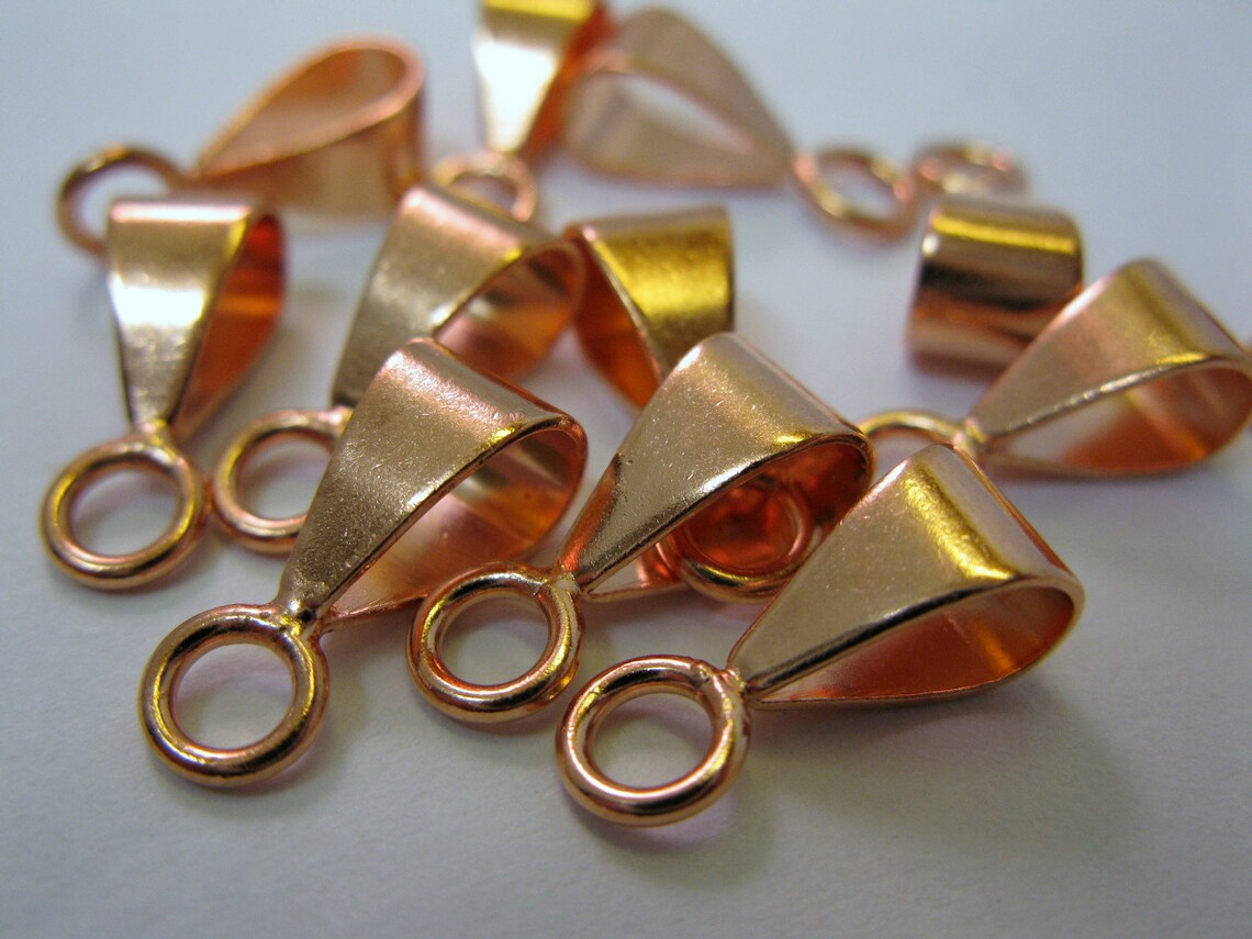 10 COPPER BAILS 14mm With Closed Rings Ready to Ship - Etsy