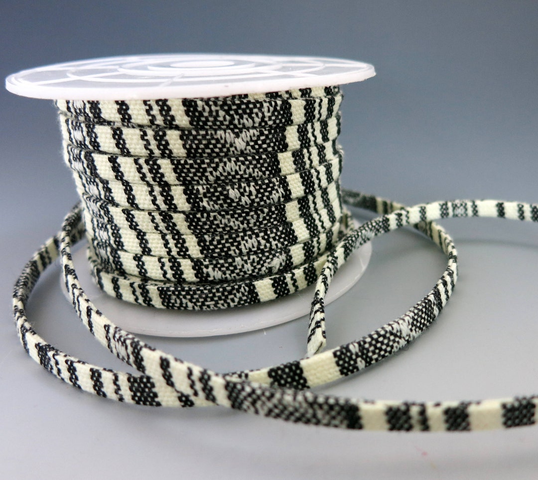 Woven Native Flat Cotton Cord, Ethnic Gray Blend, 5mm Wide, by the Inch ...