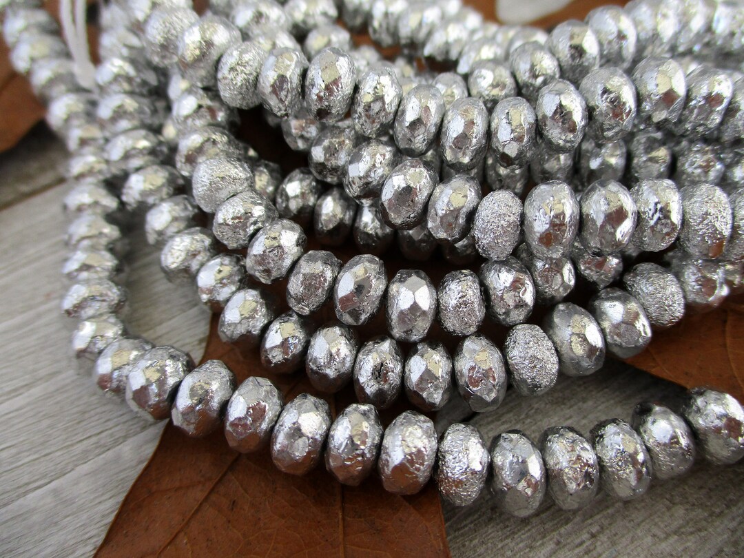 Silver Ore Etched Rondelles 4x7mm Czech Glass Beads 25 Bead - Etsy