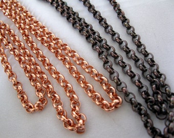 COPPER CABLE CHAIN, 4.25mm X 3.6mm Links, Pure Copper Bulk Chain, No ...