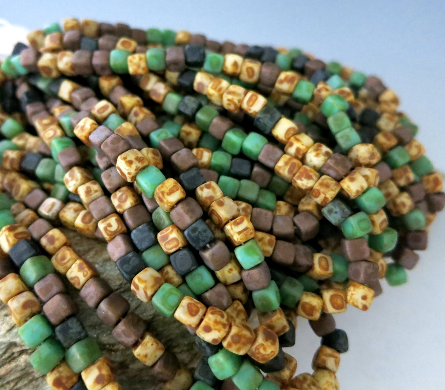 4mm Cubix Picasso Mix 50 Bead Strand 1.7mm Hole Boho Czech | Etsy