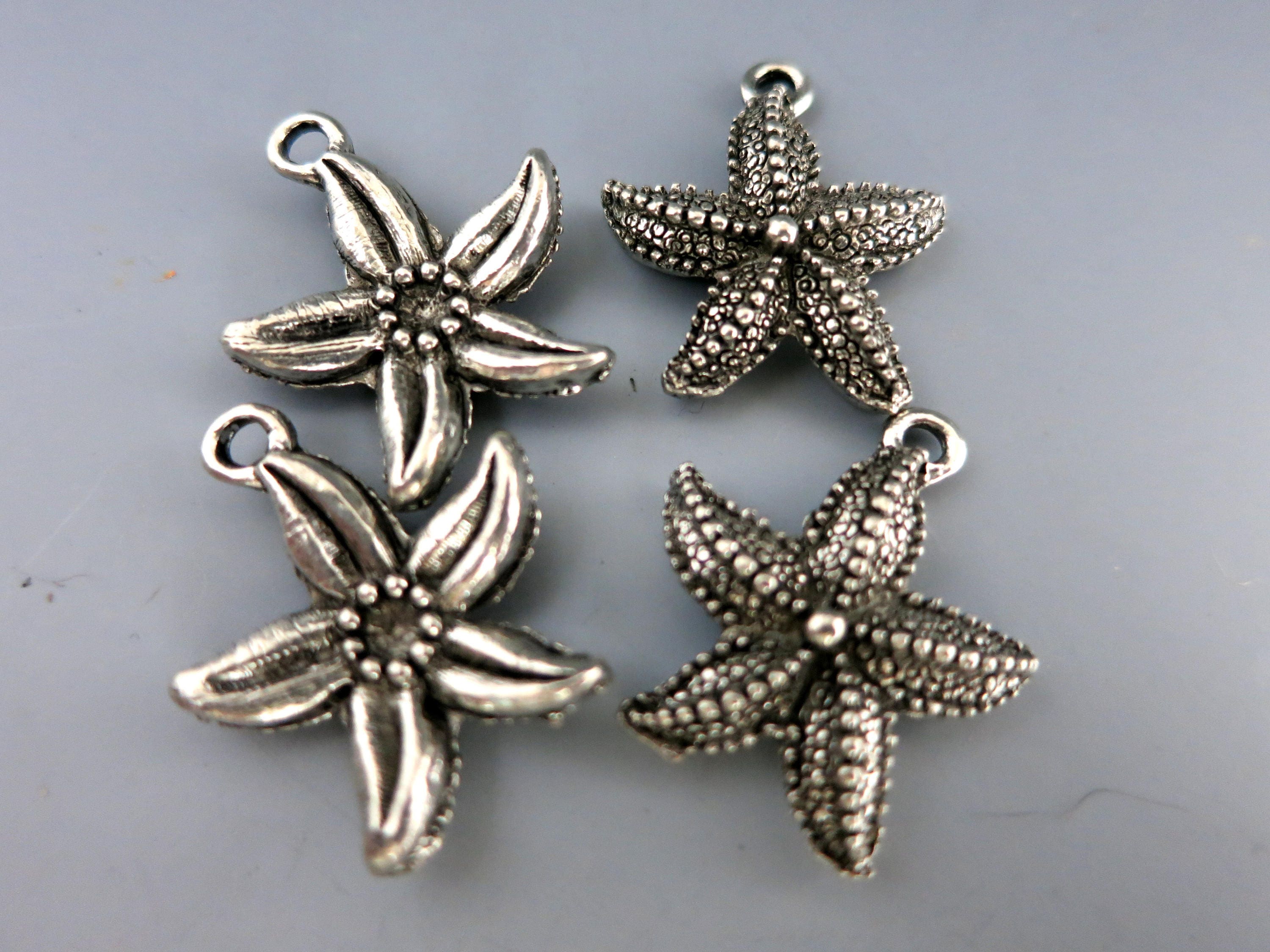 Starfish or Flower Charm, 2 Sided Antique Pewter Charms, Made in USA ...