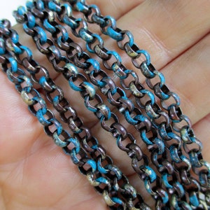 TURQUOISE TRAIL Copper Rolo Chain, Hand Applied Patina, Bulk Chain NO ...