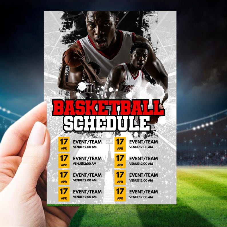 Editable Basketball Schedule Template Canva | Team Practice & Game ...