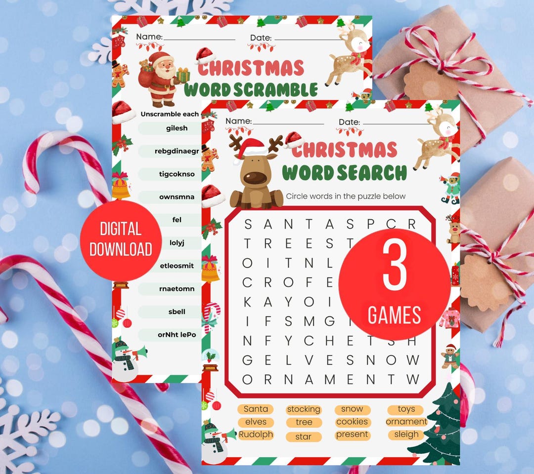 Editable Christmas Word Search, Word Scramble & Crossword, Printable ...