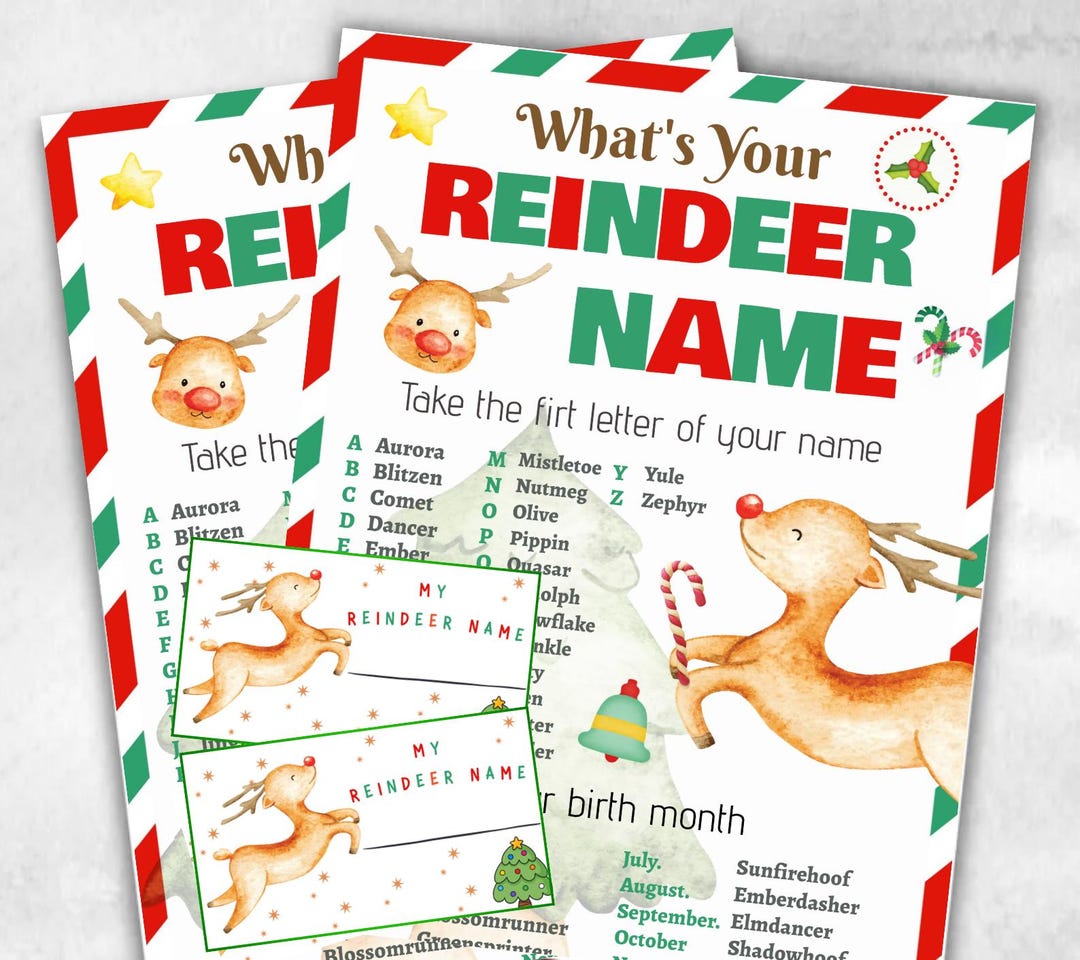 What's Your Reindeer Name Game Printable | Christmas Name Generator ...