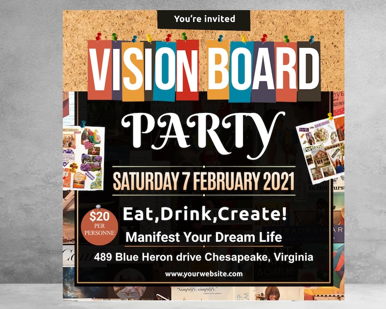 Vision Board Party Invitation 2026 | Manifestation & Goal Planning ...