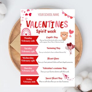 Editable Valentines Spirit Week Flyer | School PTO PTA February Spirit ...