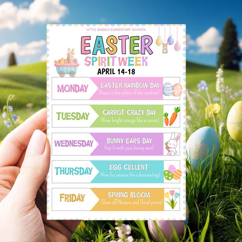 Editable Easter Spirit Week Flyer Template | Spring School Dress up ...