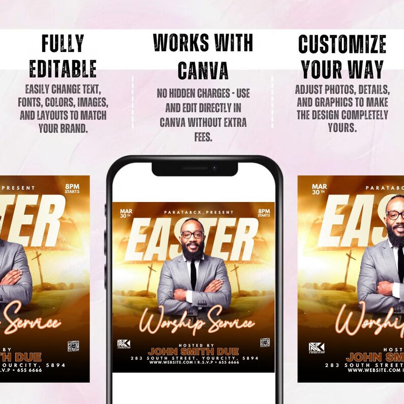 Easter Worship Service Invitation Template | Editable Church Easter ...