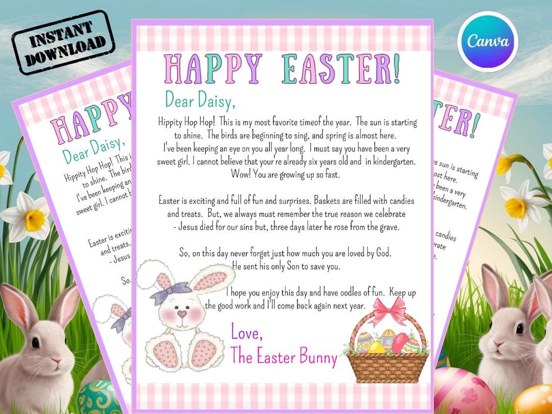 Editable Easter Bunny Letter for Kids | Printable Letter From Easter ...