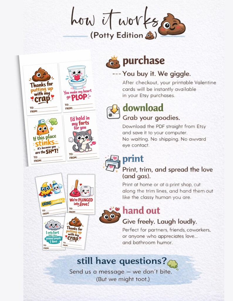 Funny Potty Valentine Cards | Pun Valentines for Friends (digital ...