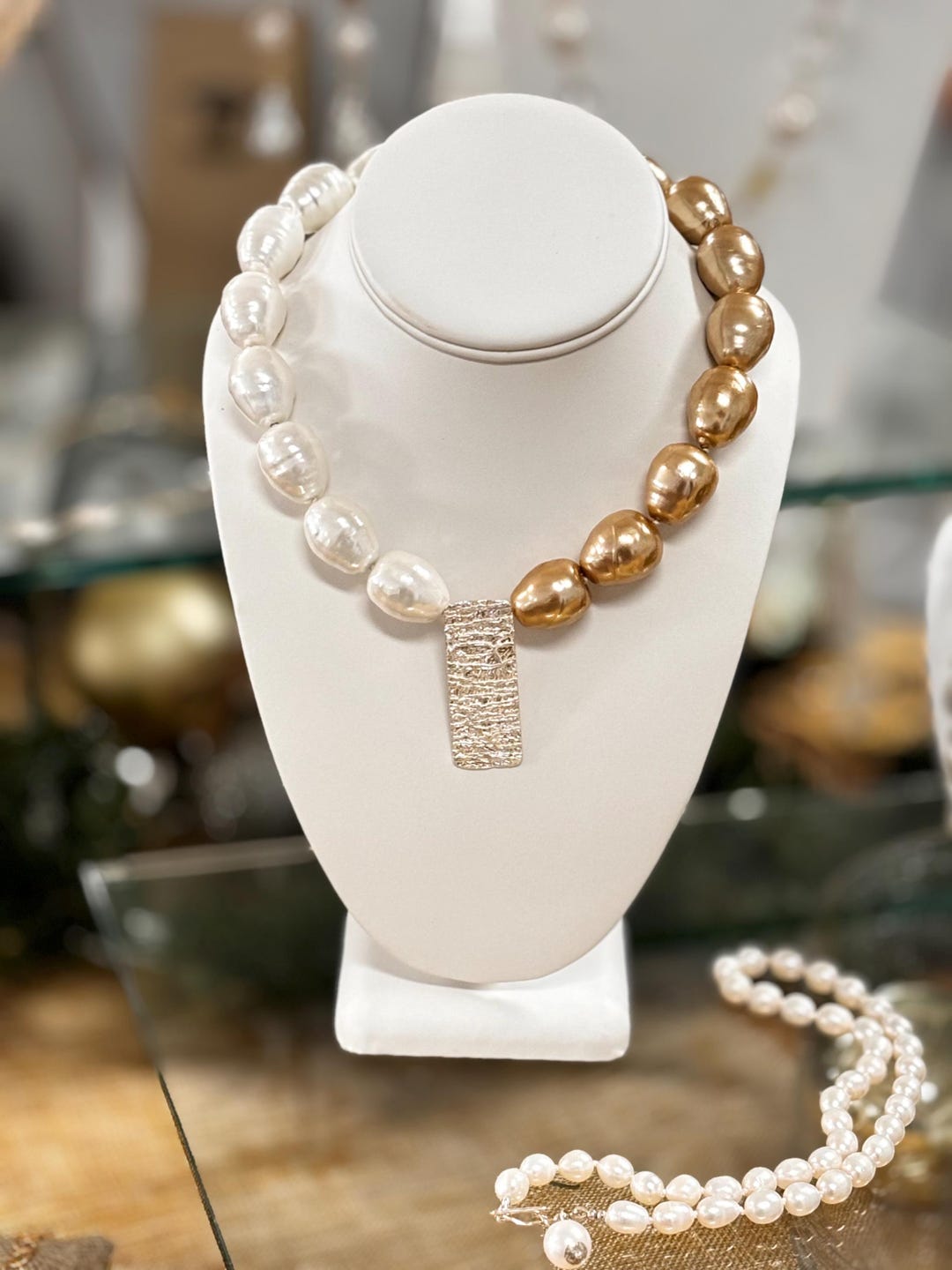 Majorca Pearls in White and Gold With Sterling Filigree Pendant - Etsy