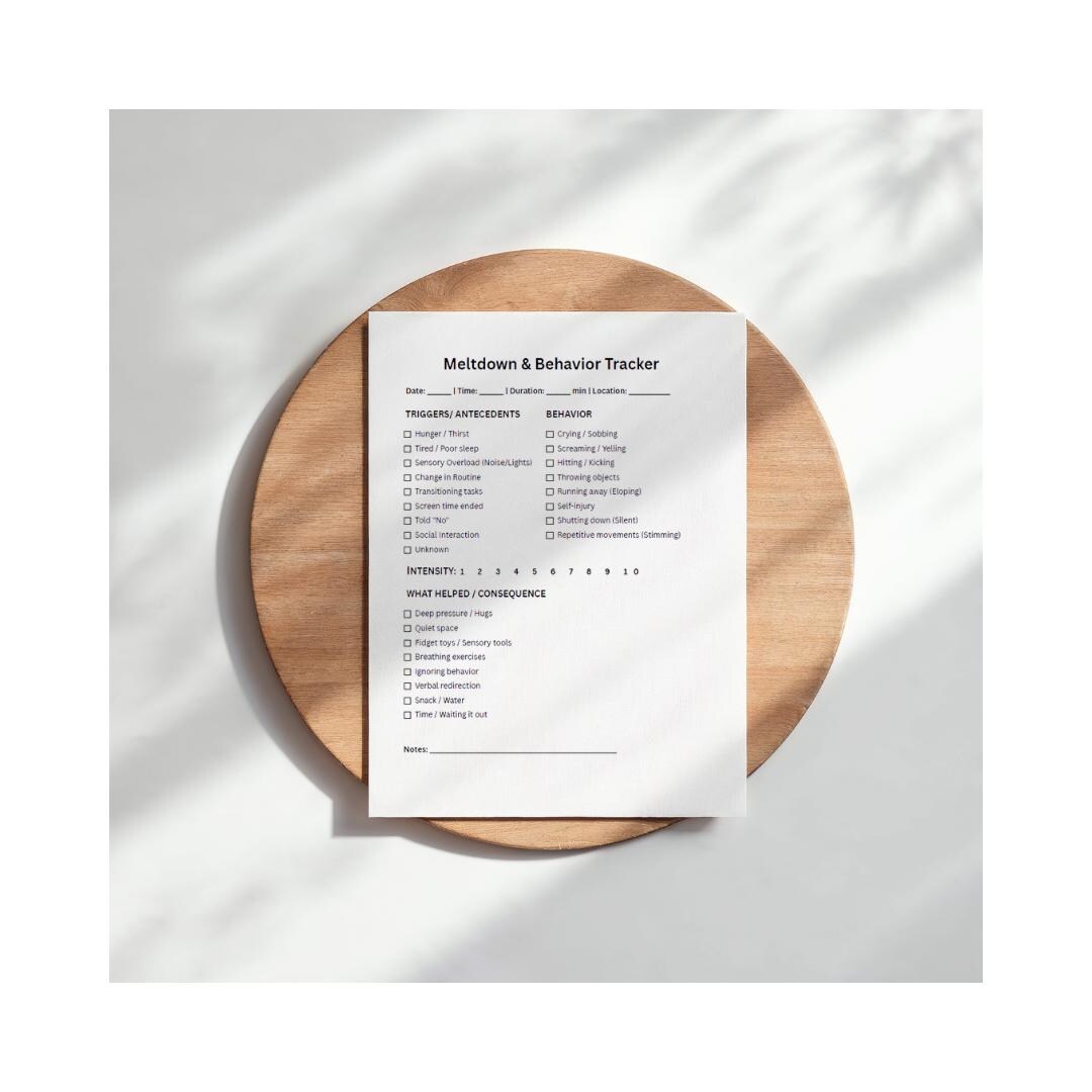 ADHD Autism Behavior Log | Meltdown Tracker, Symptom Journal (printable ...