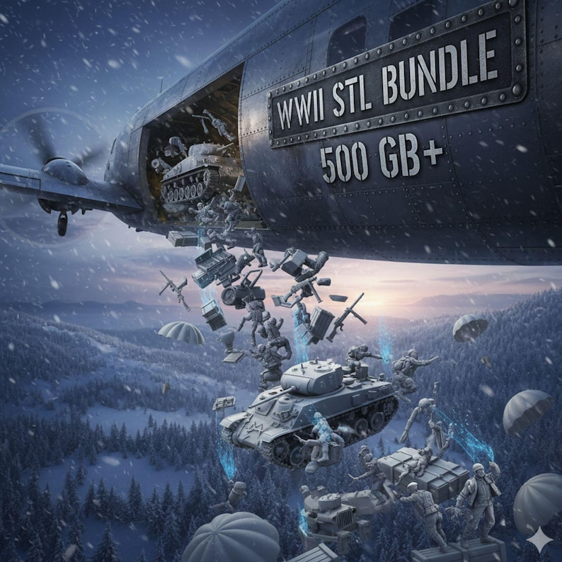 WW2 500GB+ STL Bundle, 3D Print Files All 3D Printers, Tanks, Soldiers ...