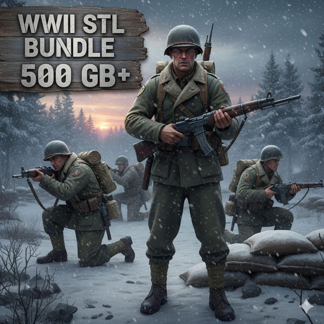 WW2 500GB+ STL Bundle, 3D Print Files All 3D Printers, Tanks, Soldiers ...
