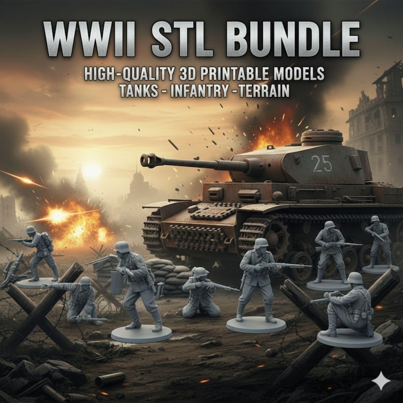 WW2 500GB+ STL Bundle, 3D Print Files All 3D Printers, Tanks, Soldiers ...