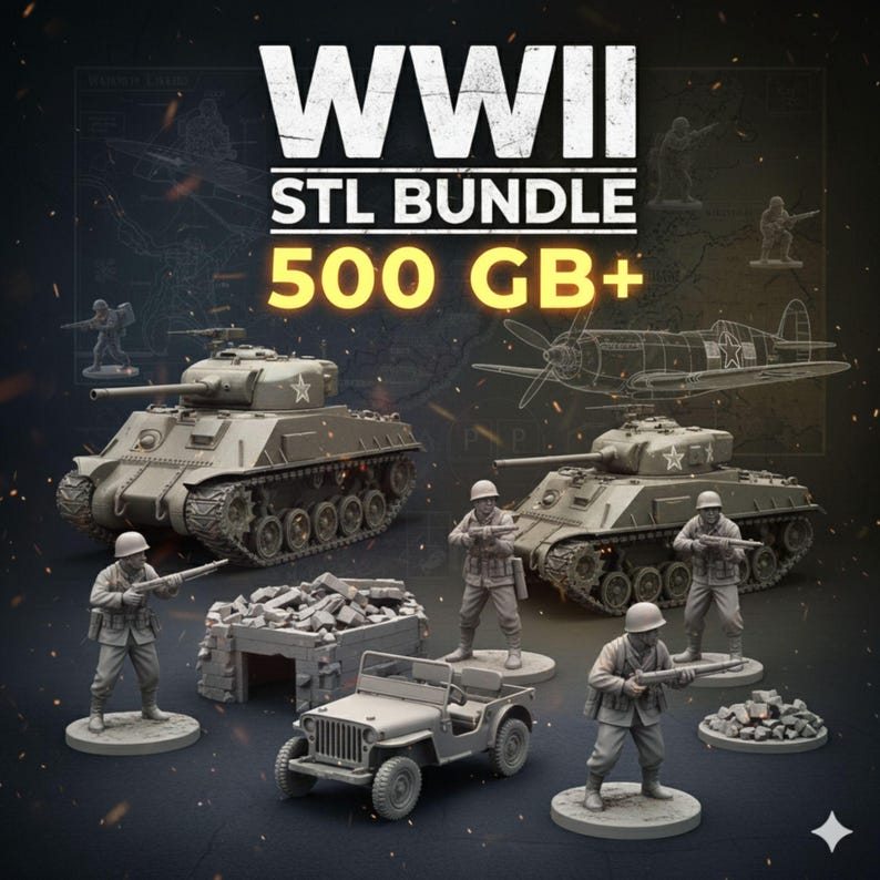 WW2 500GB+ STL Bundle, 3D Print Files All 3D Printers, Tanks, Soldiers ...