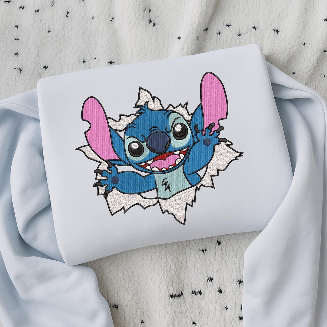 Stitch Embroidery Design, Cute Cartoon Peek Break Stitch, Applique ...