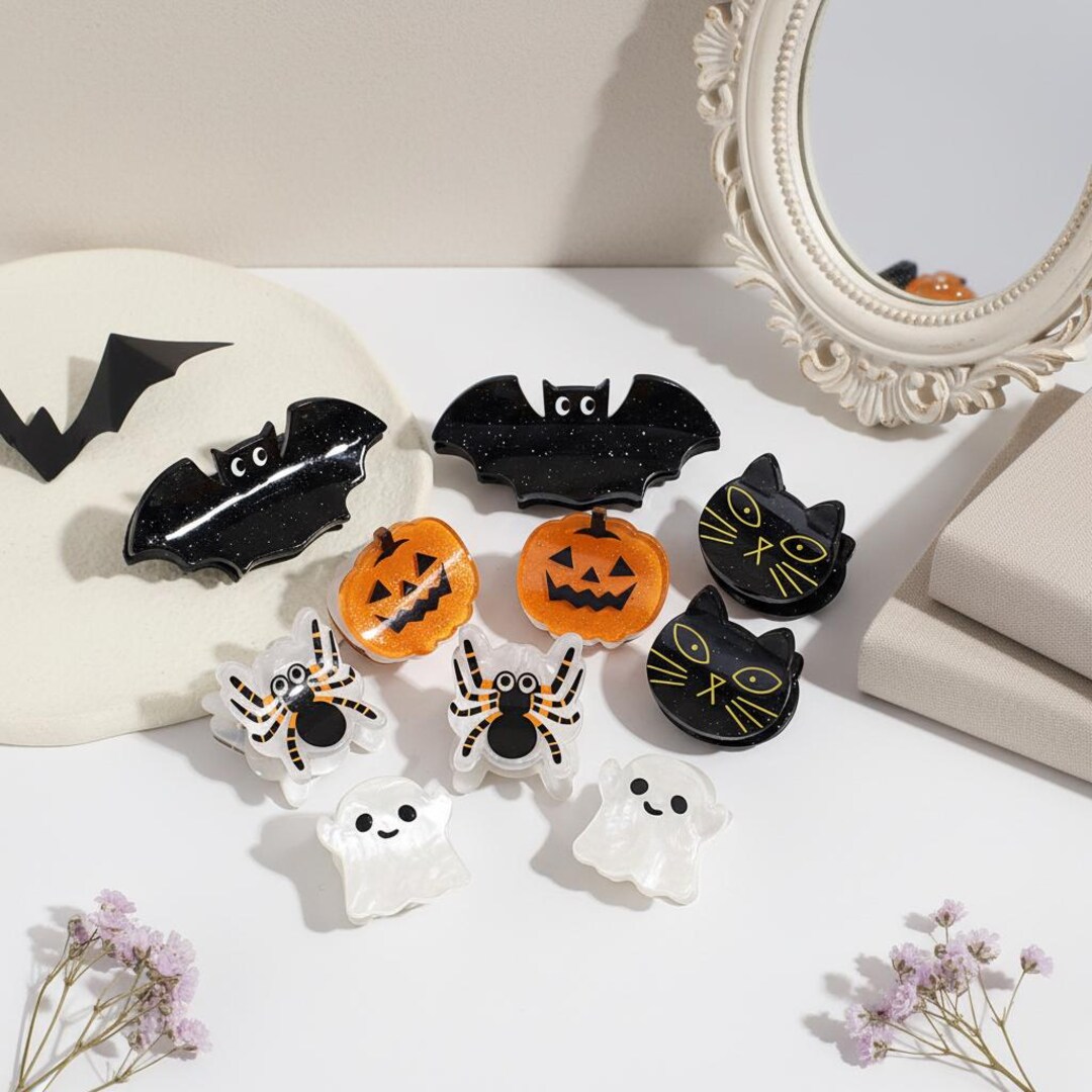 Cellulose Acetate Halloween Skeleton Bat Hair Claw Clip Spooky Bat ...