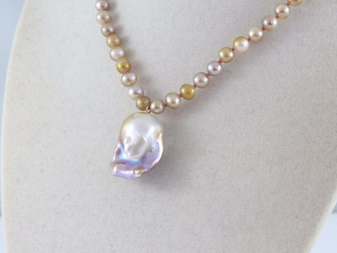 Fireball Pearl Necklace, Natural Colour Pearls, Nucleated Flameball ...
