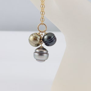 Tahitian Pearl Necklace, Tahitian Pearl Pendant, Trio Circle Pearls ...