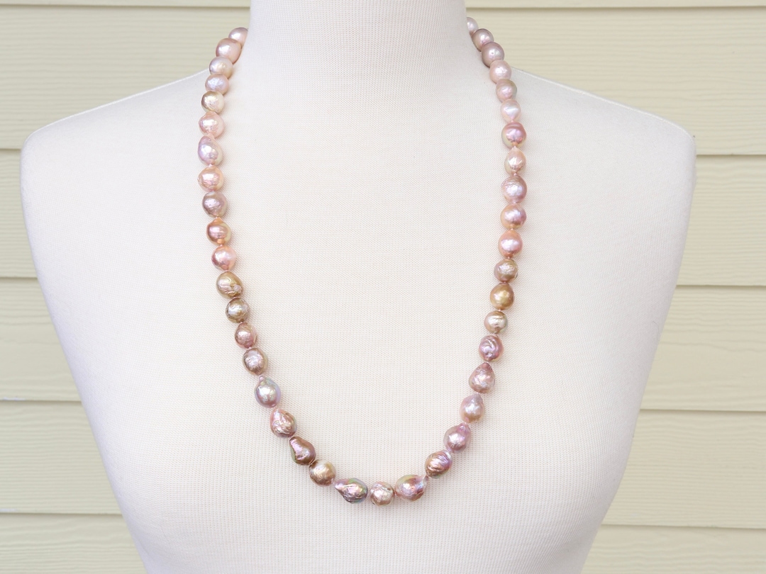 Long Pearl Necklace, Edison Pearl Necklace, Ombré Pearl Necklace ...