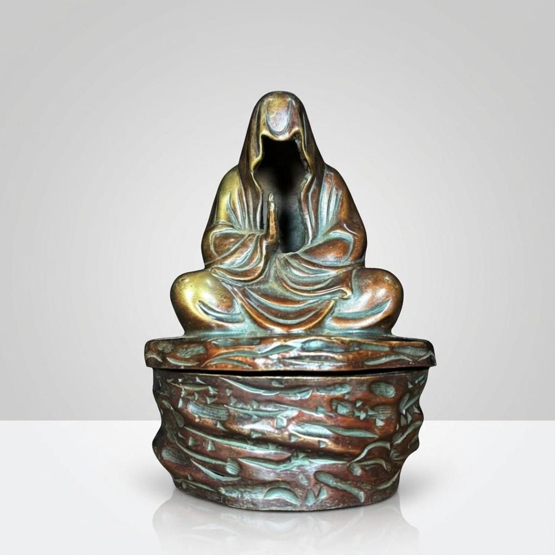 Vintage Solid Brass Faceless Buddha Incense Burner – Antique Spiritual ...