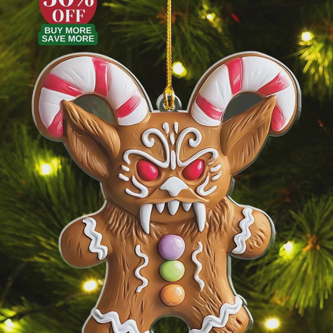 Krampus Gingerbread Christmas Acrylic Ornament, Creepy Gothic Holiday ...