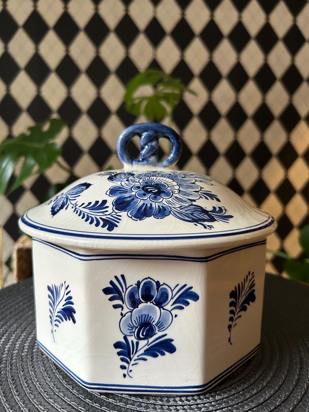 Vintage Regina Delft Ceramic Pottery With Lid| Blue & White Handpainted ...