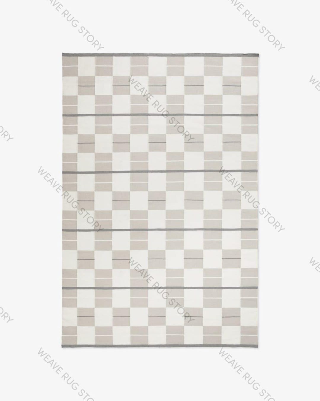 Handwoven Grey Ivory Checkered Flatweave Area Rug Modern Neutral ...