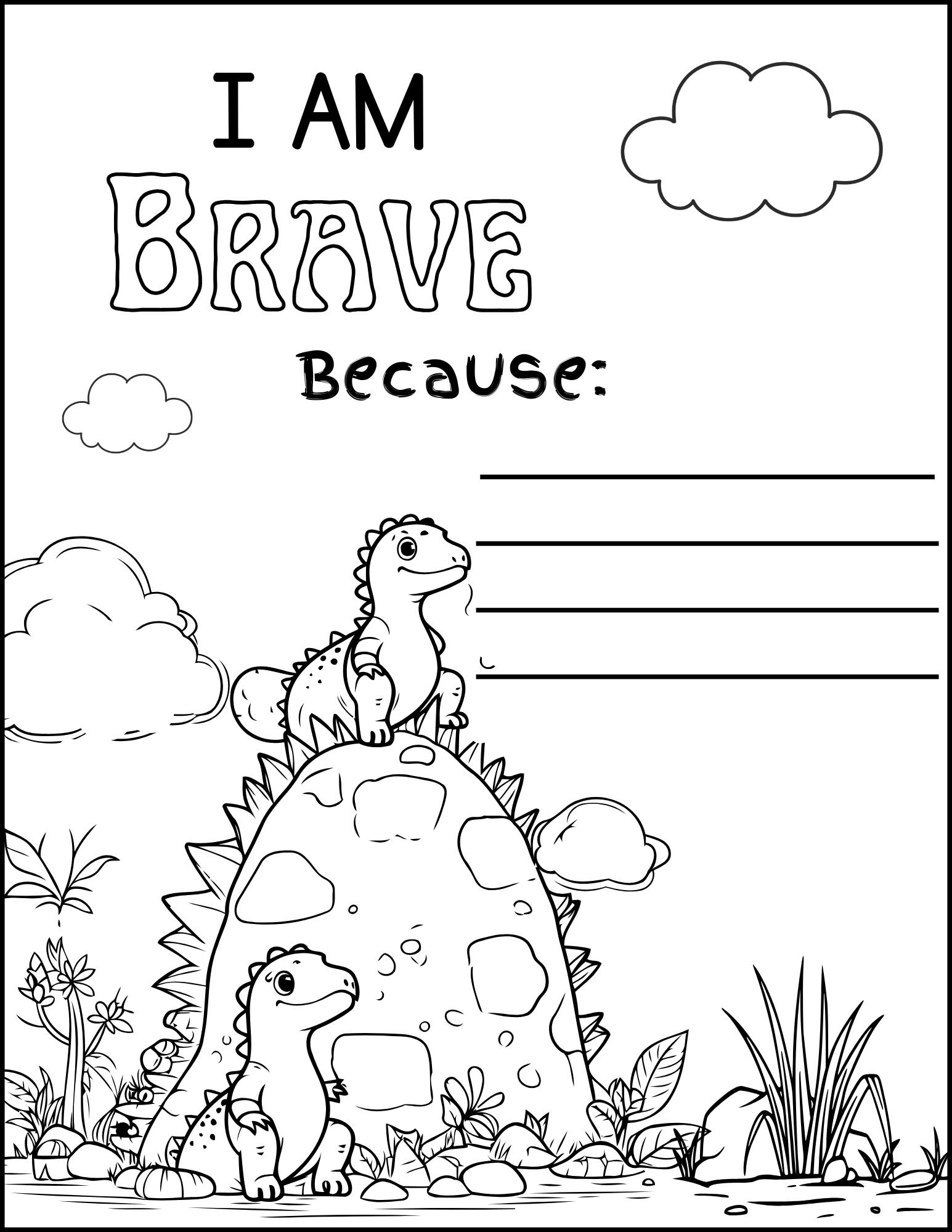 Cute Dinosaurs Coloring Pages for Kids, Affirmation Color Pages ...