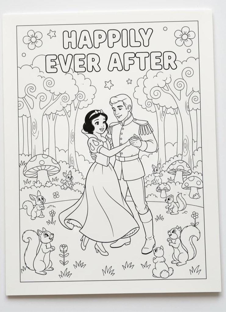 Snow White Coloring Book | Princess Kids Activity (digital Download) - Etsy