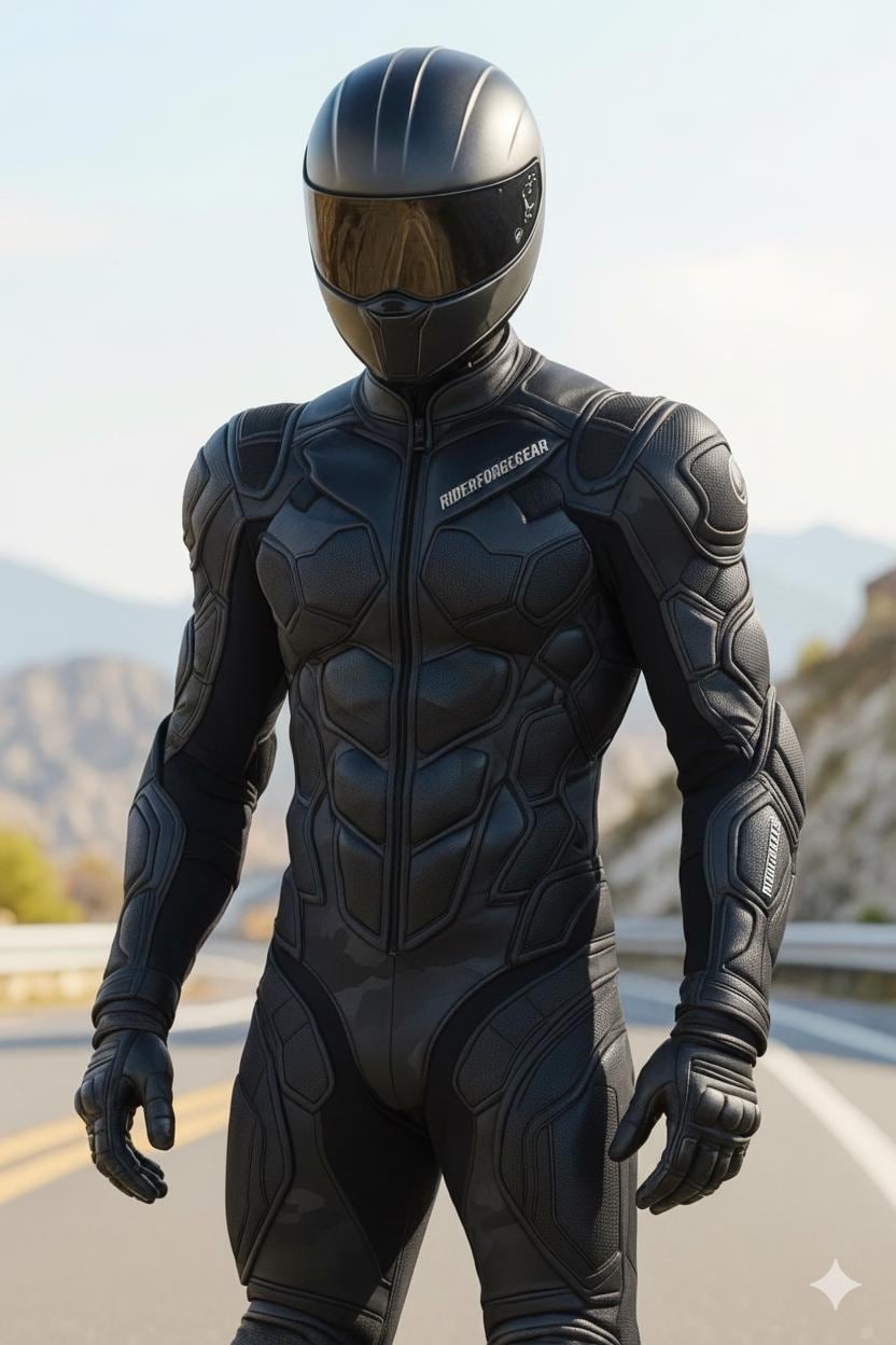Handmade Tactical Black Leather Motorcycle Suit - Armored Full Body ...