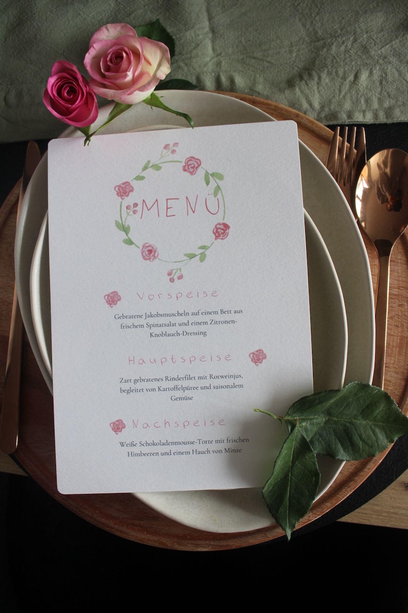 Valentine's Day Menu Card | Romantic Printed Menu Card | Date Night ...