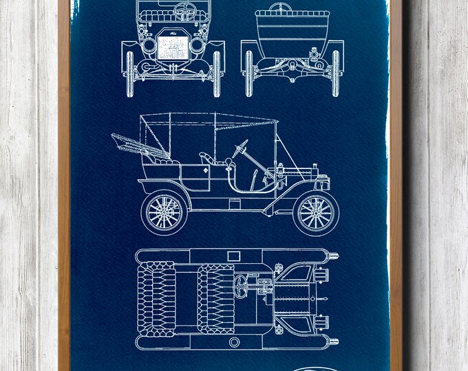 Ford Model-t Touring A4 Hand Coated Traditionally Made Blueprint ...