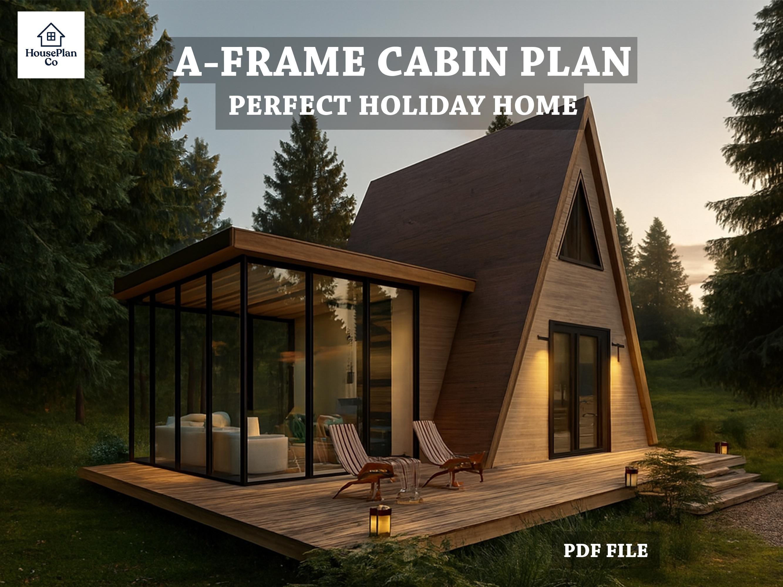 Tiny Cabin Layout | Minimal A-frame Home Drawing | DIY Holiday ...