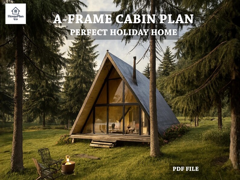 A-frame Cabin House Plan PDF | Modern Home Design | Small Vacation ...
