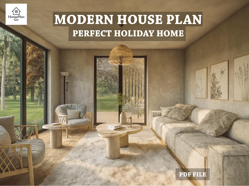 Modern House Plan PDF | Single Story Cabin Design | Minimalist Small ...