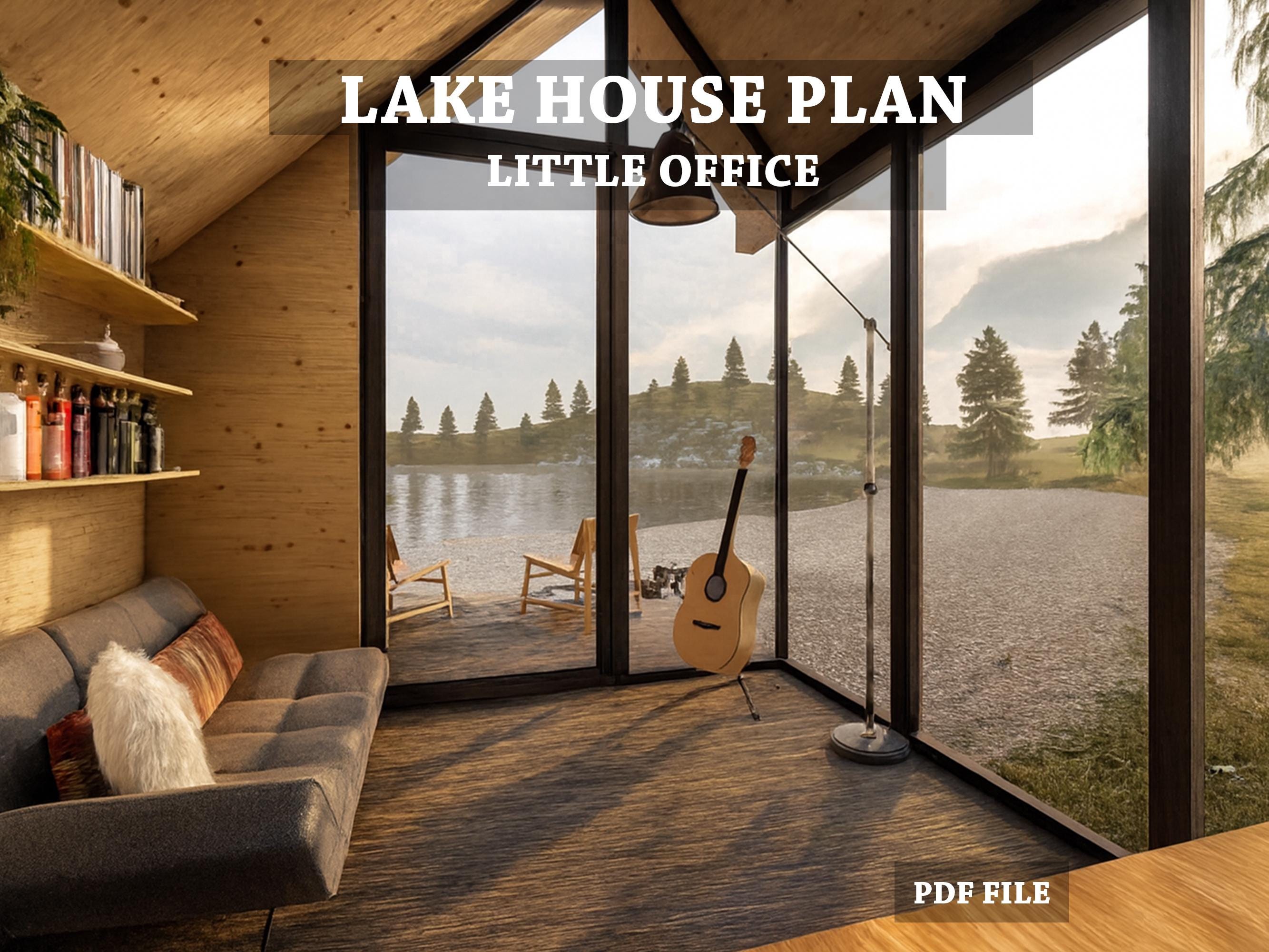 Modern Lake Cabin Office Plan | Tiny Studio PDF - Etsy